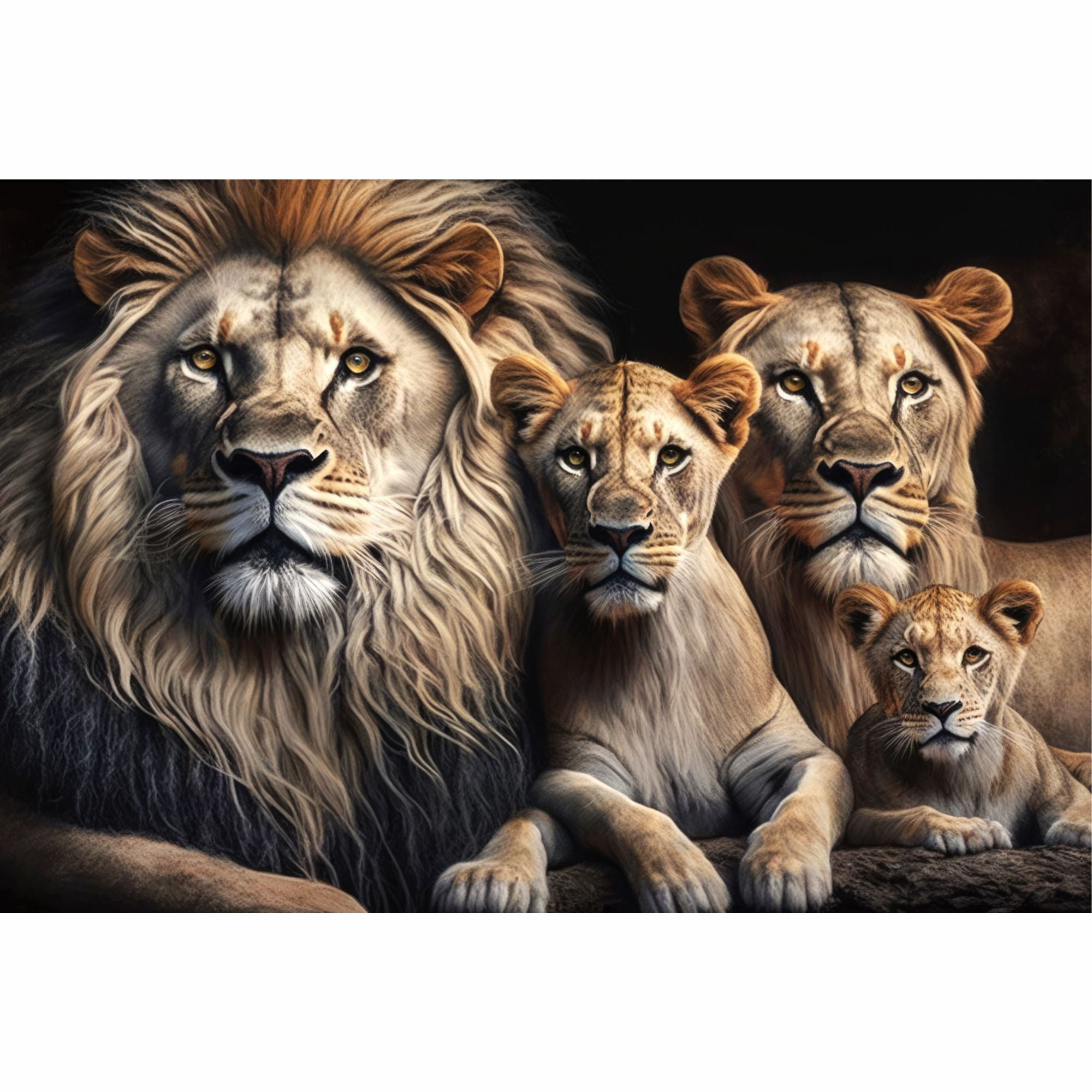 Quadro decorativo família de leão 2 filhotes horizontal - Me Moldura ...